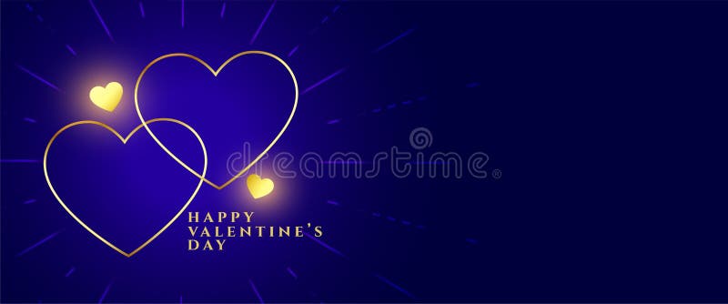 Valentines Day Relationship and Love Banner with Golden Hearts Stock ...