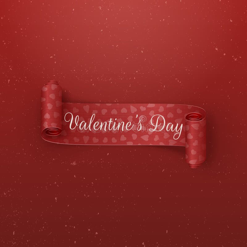 Valentines Day Scroll Ribbon with Greeting Text Stock Vector ...
