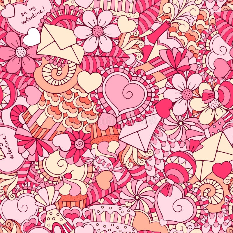 Valentines Day Seamless Pattern with Hearts, Cloud Stock Vector ...