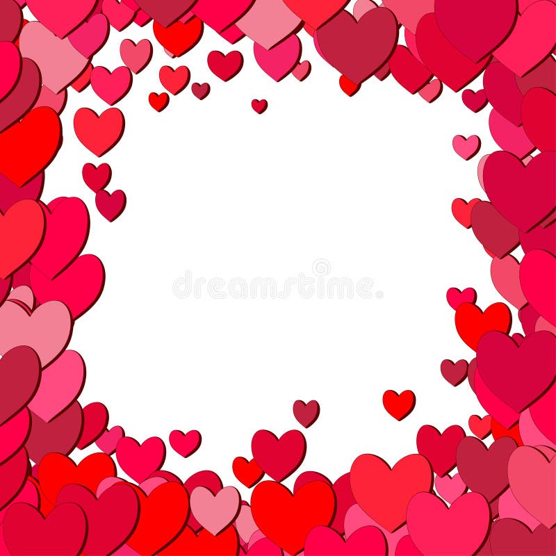 Valentines Day Square Frame with Scattered Hearts Stock Vector ...