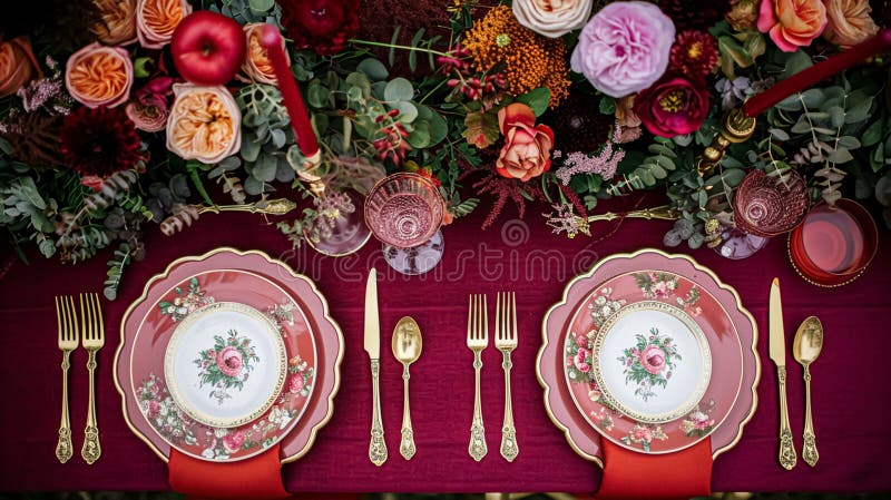 Valentines Day Tablescape and Table Decor, Romantic Table Setting with ...