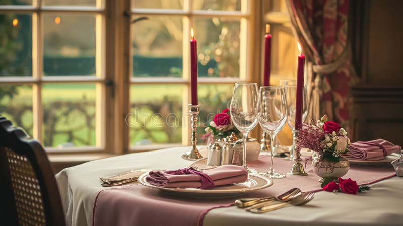 Valentines Day Tablescape and Table Decor, Romantic Table Setting with ...