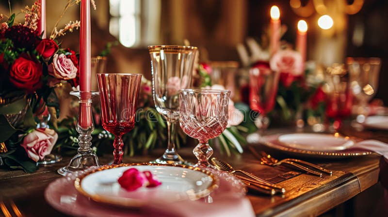 Valentines Day Tablescape and Table Decor, Romantic Table Setting with ...