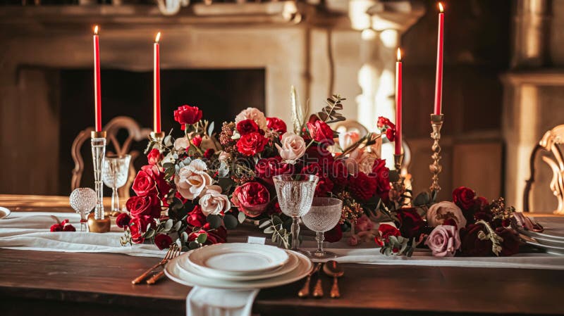 Valentines Day Tablescape and Table Decor, Romantic Table Setting with ...