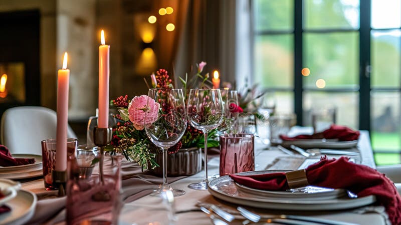 Valentines Day Tablescape and Table Decor, Romantic Table Setting with ...