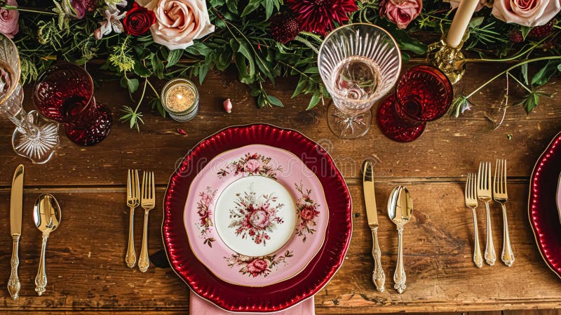 Valentines Day Tablescape and Table Decor, Romantic Table Setting with ...