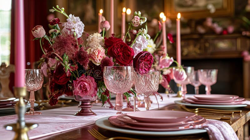 Valentines Day Tablescape and Table Decor, Romantic Table Setting with ...