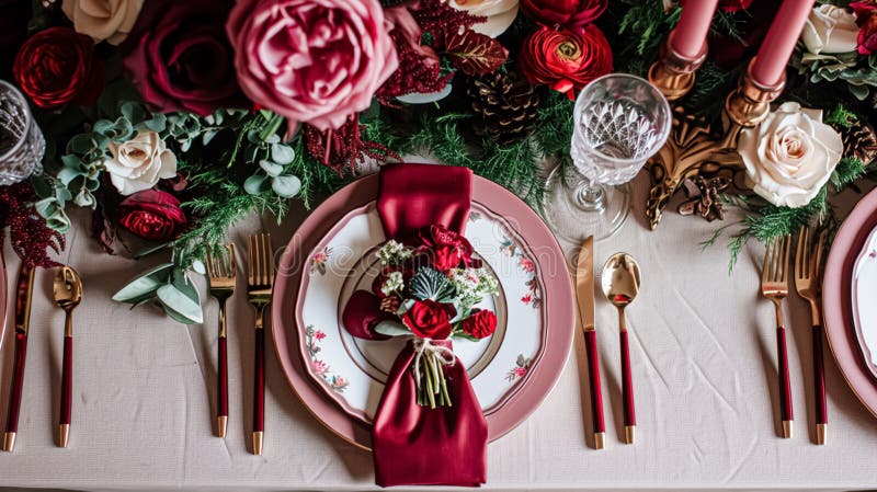Valentines Day Tablescape and Table Decor, Romantic Table Setting with ...