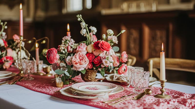 Valentines Day Tablescape and Table Decor, Romantic Table Setting with ...