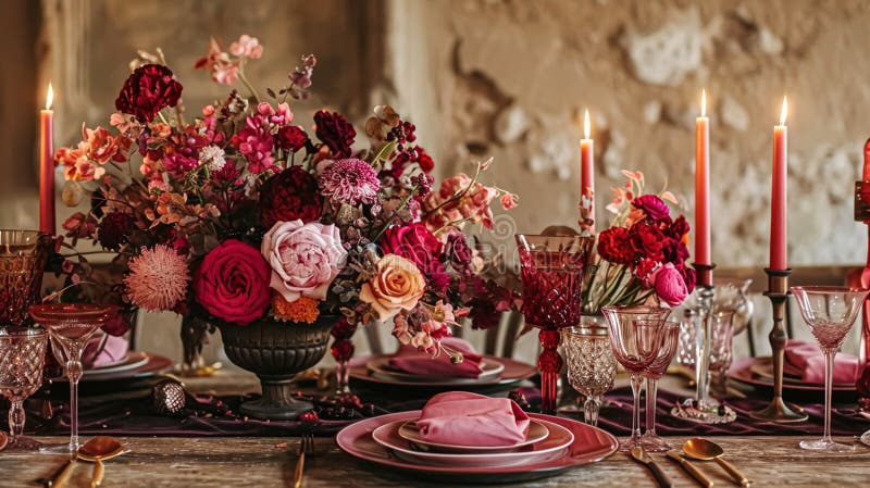 Valentines Day Tablescape and Table Decor, Romantic Table Setting with ...