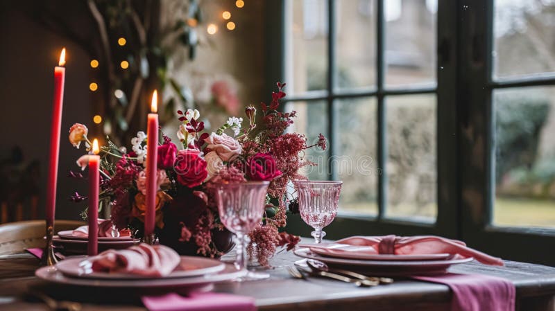 Valentines Day Tablescape and Table Decor, Romantic Table Setting with ...