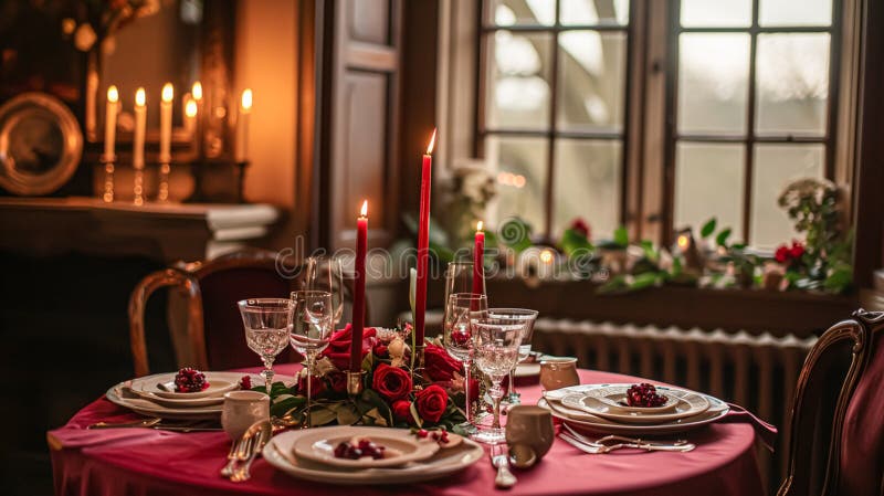 Valentines Day Tablescape and Table Decor, Romantic Table Setting with ...