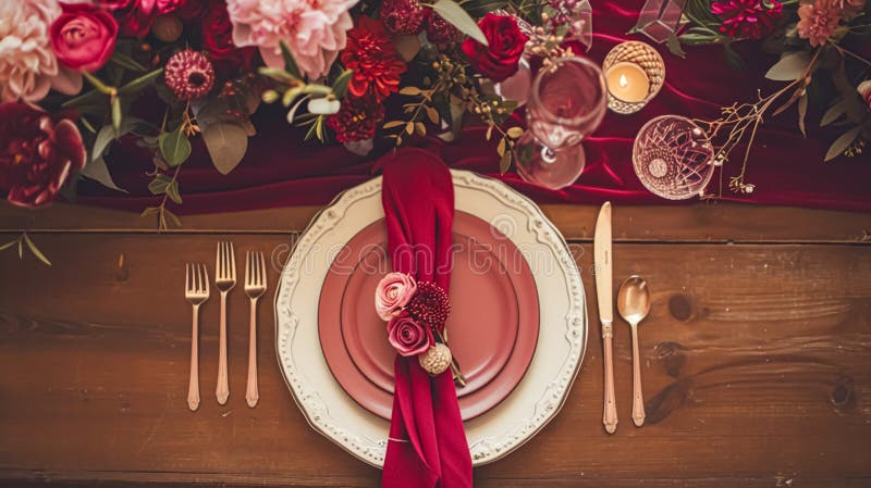 Valentines Day Tablescape and Table Decor, Romantic Table Setting with ...