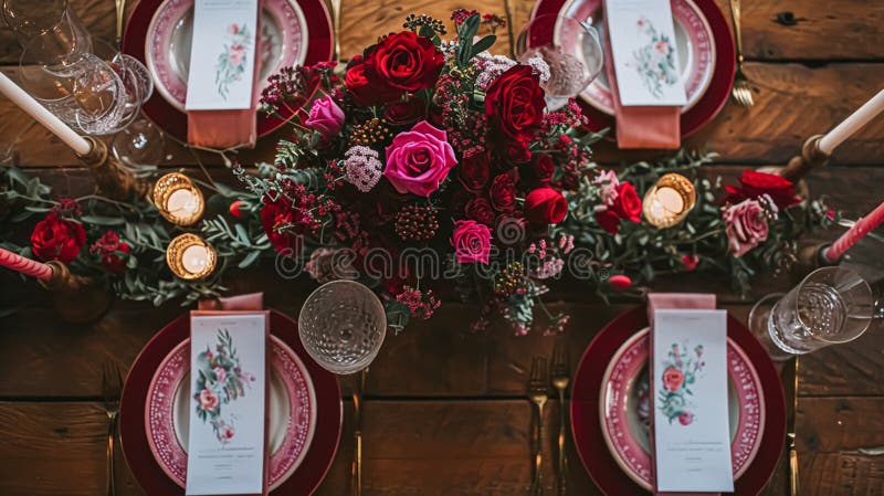 Valentines Day Tablescape and Table Decor, Romantic Table Setting with ...