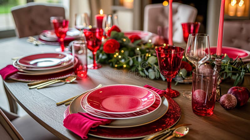 Valentines Day Tablescape and Table Decor, Romantic Table Setting with ...