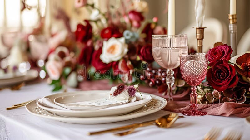 Valentines Day Tablescape and Table Decor, Romantic Table Setting with ...