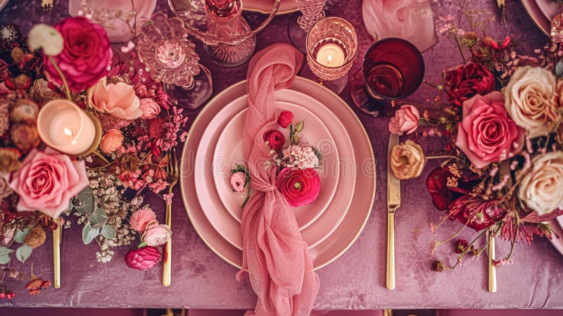 Valentines Day Tablescape and Table Decor, Romantic Table Setting with ...