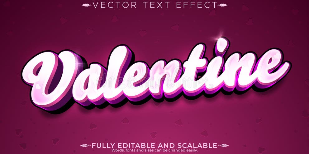 Valentines Day Text Effect, Editable Love and Heart Text Style Stock ...