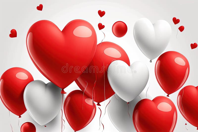 Valentines Day Themed Red Balloons on a White Backdrop Stock ...