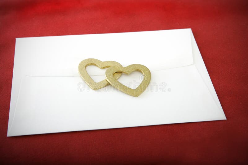 Valentines Envelope with Gold Hearts Stock Image - Image of texture ...