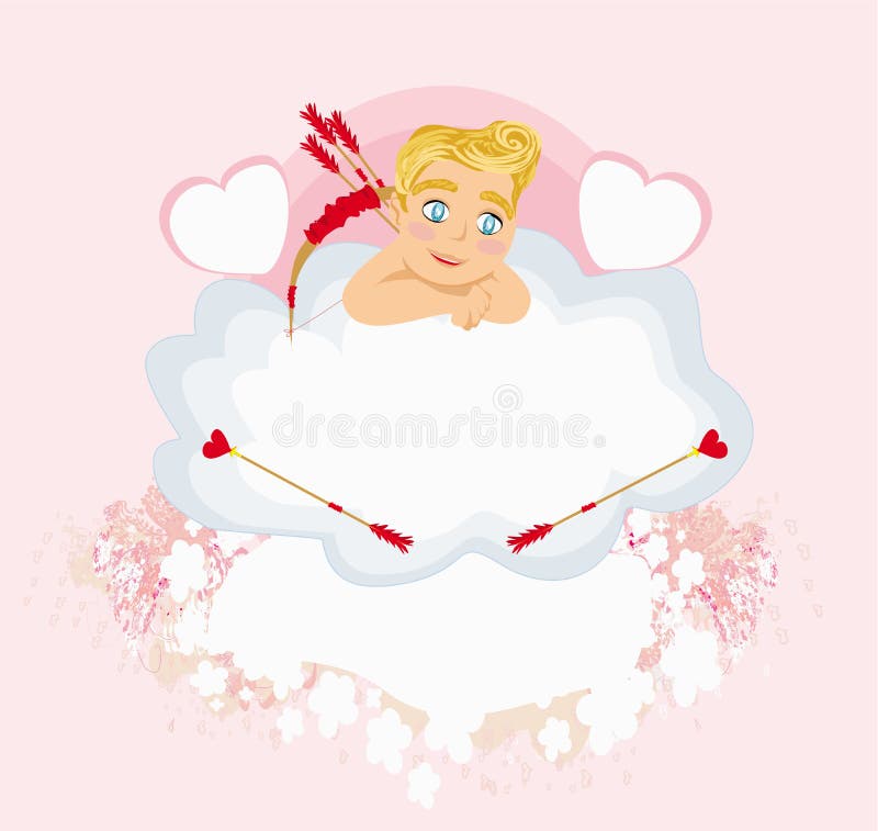 Valentines Frame with a Sweet Cupid Stock Vector - Illustration of ...