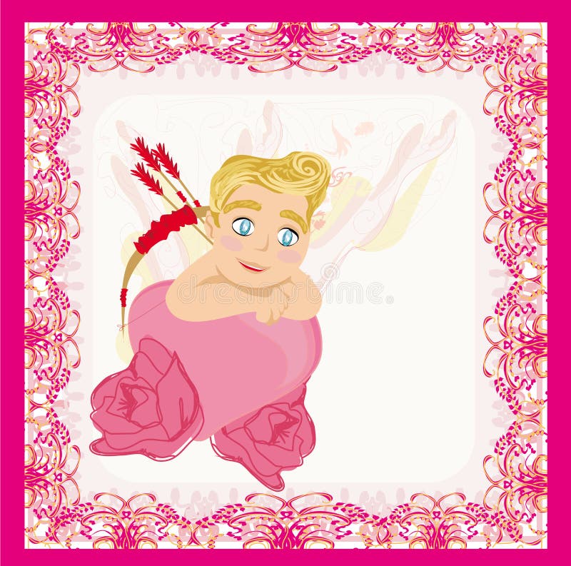 Valentines Frame with a Sweet Cupid Stock Vector - Illustration of ...