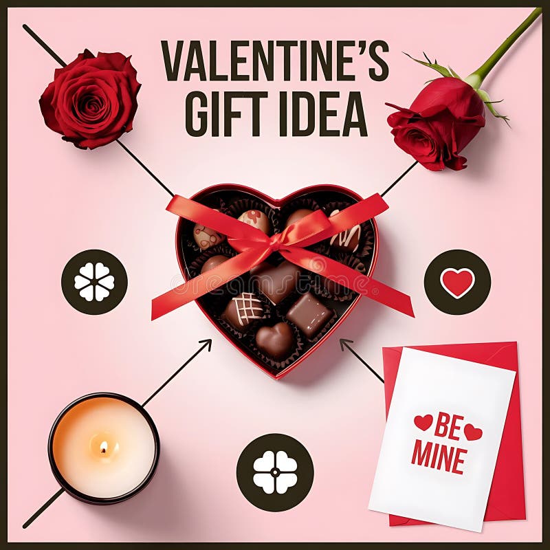 Valentines Gift Idea Poster Template Layout Stock Illustration ...