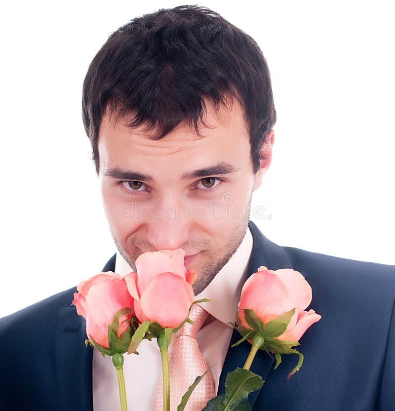 Valentines man with roses stock image. Image of portrait - 32152779