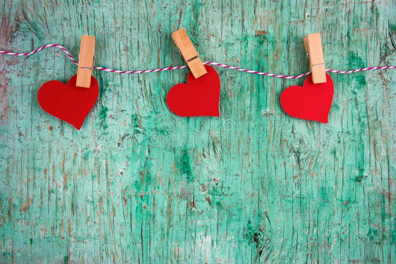 Hearts on string. stock image. Image of craft, clothesline - 83842067