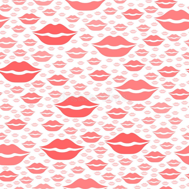 Valentines Pattern Seamless of Kisses Stock Vector - Illustration of ...