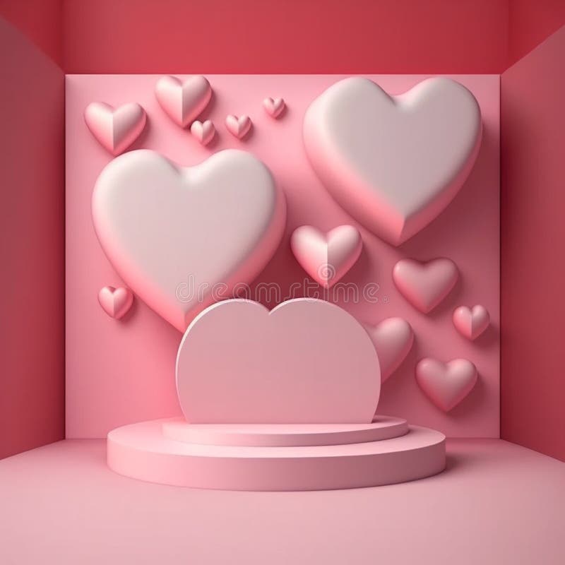 Valentines Podium for Presenting Product 3d Heart Create with ...