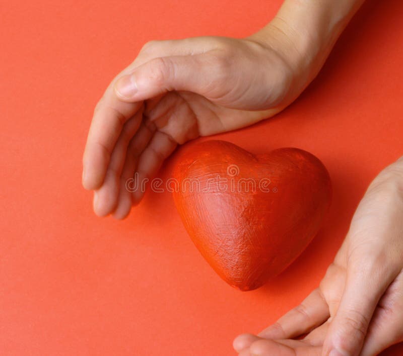 Valentines - Red Heart in Hands Stock Photo - Image of heart, painted ...