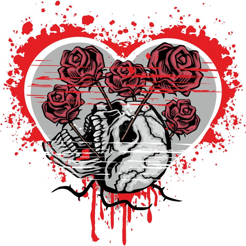 Valentines Skull With Heart Stock Vector Illustration Of Killer