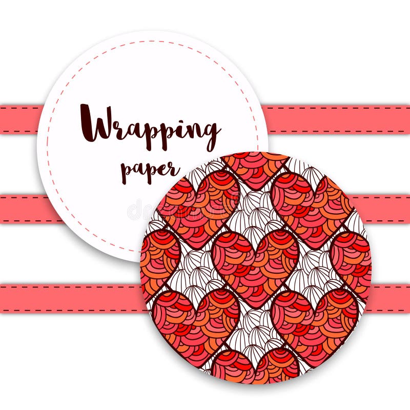 Valentines Wrapping Pattern with Ornament Hearts. Vector Texture for ...