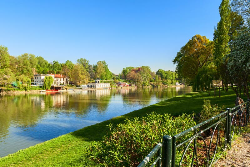 Valentino Park, Trees And Light In Turin City, Italy Stock Photo ...