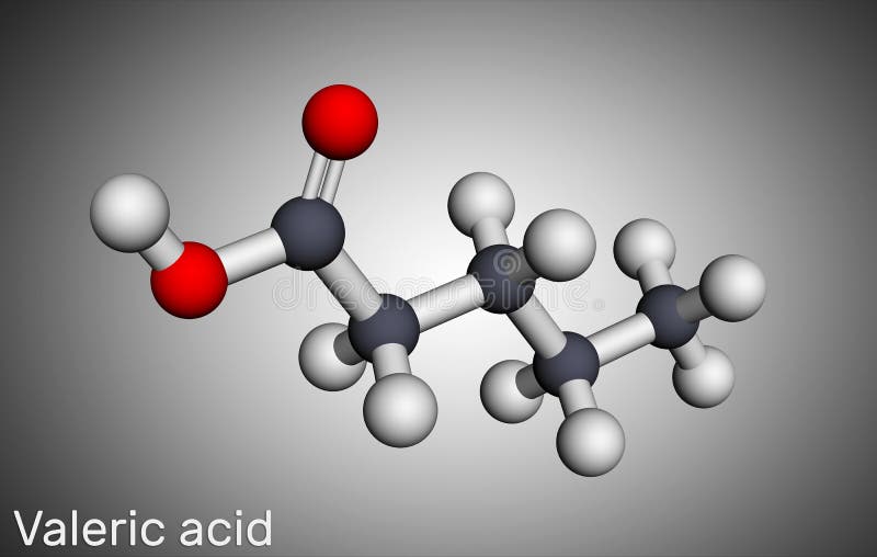 Valeric Acid, Pentanoic Acid or Valerate Molecule. Structural Chemical ...
