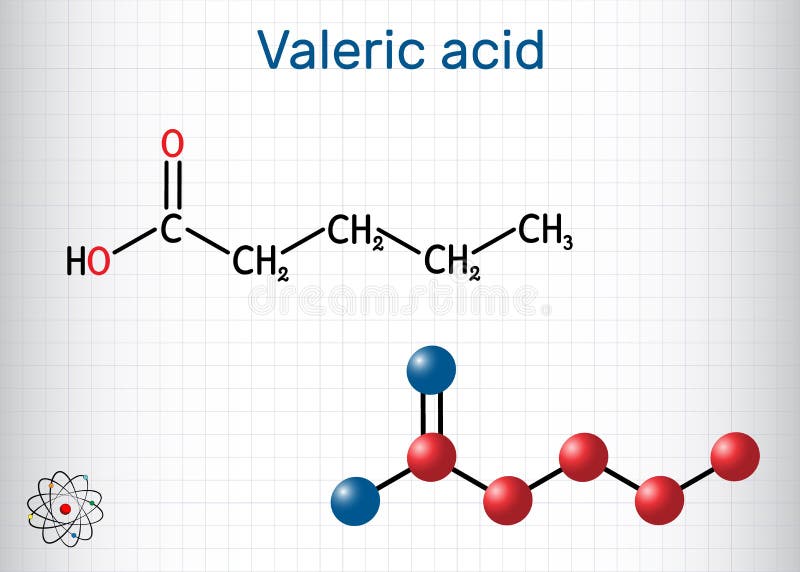 Valeric Acid Molecule. Smelly Molecule, Present in the Plant Valerian ...