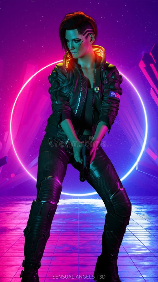 Valerie Cyberpunk 2077 Vertical 4K Editorial Stock Image - Illustration ...
