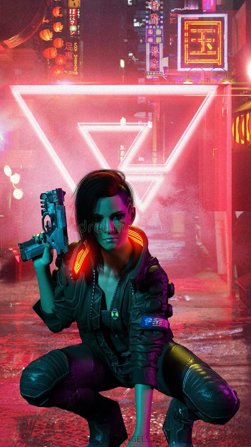 Valerie Cyberpunk 2077 Vertical 4K Editorial Stock Image - Illustration ...