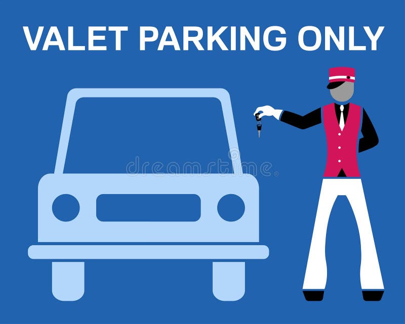 Valet and Car Silhouette with Parking Sign Stock Vector - Illustration ...