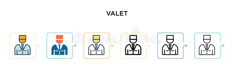 Valet Vector Icon in 6 Different Modern Styles. Black, Two Colored ...