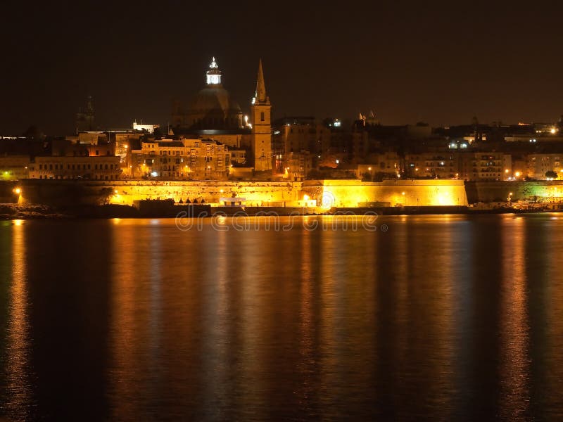 Valetta in night, Malta stock photo. Image of tourism - 12769356