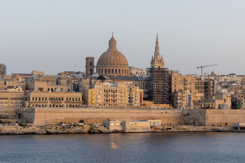 Valetta Skyline Malta editorial photography. Image of cathedral - 293201647