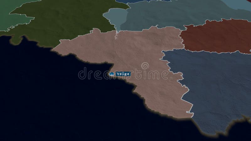 Valga, Estonia - Highlighted with Capital. Administrative Stock ...