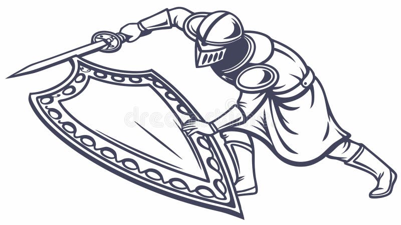 Valiant Knight with a Shield. Medieval Warrior Art, Vector Design ...