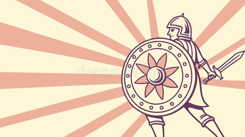 Valiant Knight with Shield. Medieval Warrior Strength, Vector Design ...