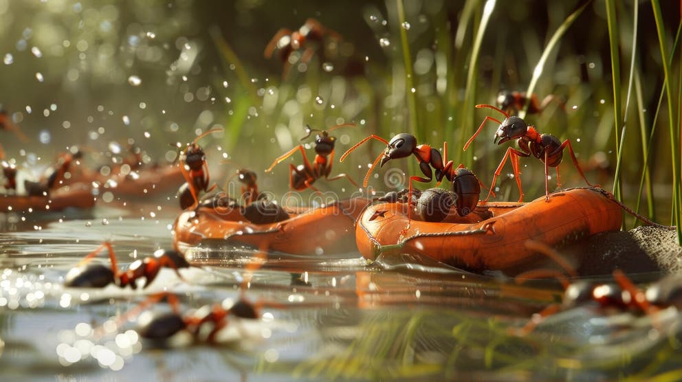 The Valiant Voyage: Ants Navigating Water on a Makeshift Raft Stock ...