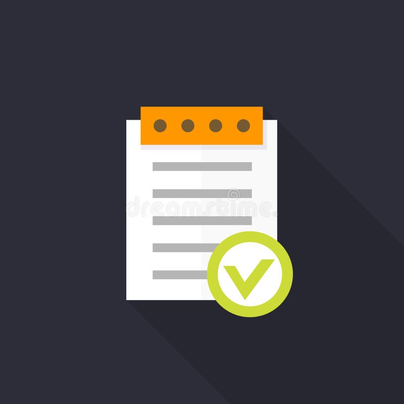 Valid Document Icon, Approved Report in Flat Style Stock Vector ...