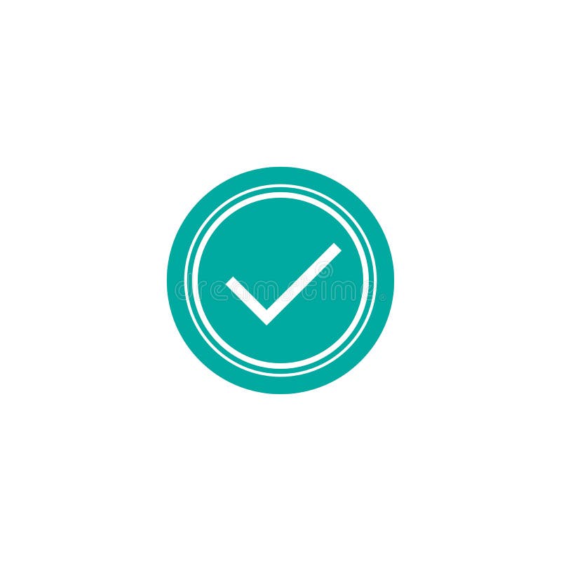 Valid Seal Icon. Blue Circle with Outline and White Rounded Tick. Flat ...