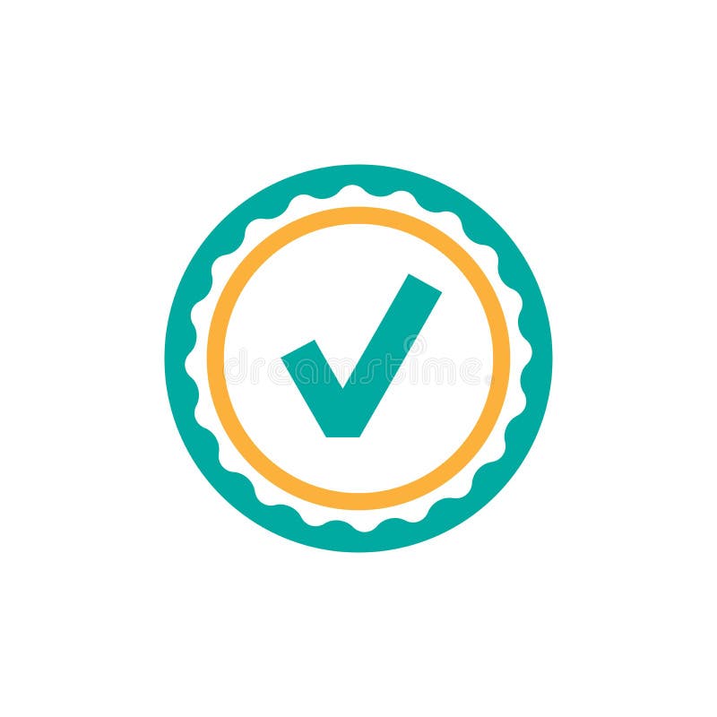 Valid Seal Icon. Blue Circle with Ribbon Outline and Blue Tick Stock ...